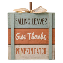 Slatted Pumpkin with Bow-Multi-Colored