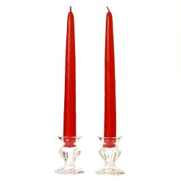 Dozen 15 Inch Red Taper Candles Tall Unscented
